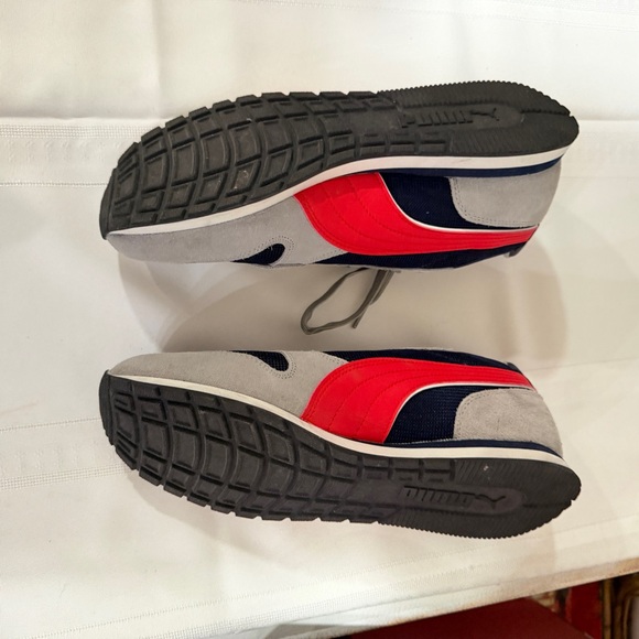 Puma | Shoes | Puma Gray And Navy Sneakers With Red Accents | Poshmark